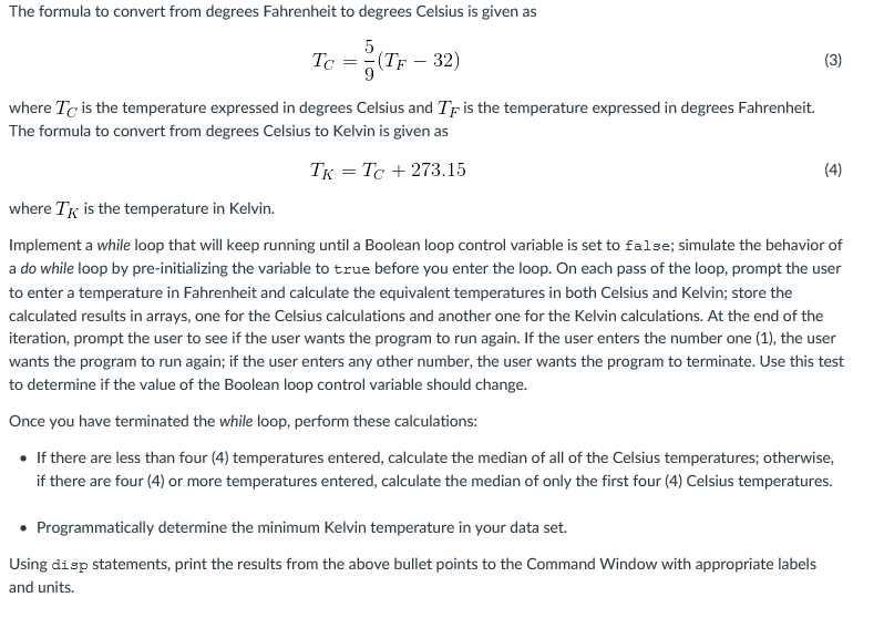 Solved The formula to convert from degrees Fahrenheit to | Chegg.com