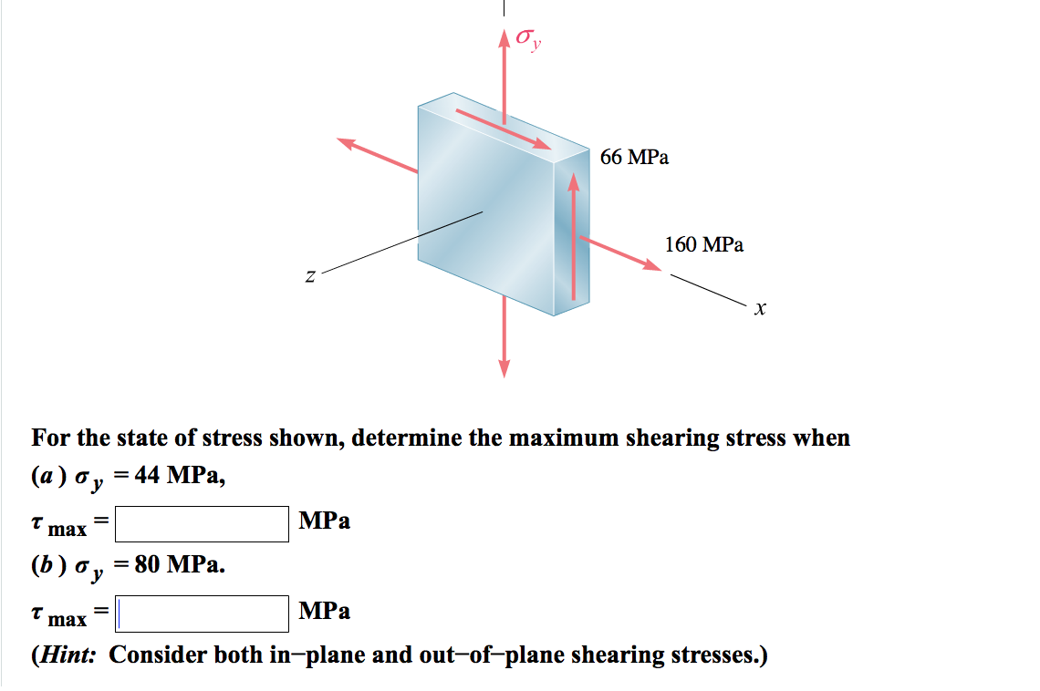 Solved For the state of stress shown, determine the maximum | Chegg.com