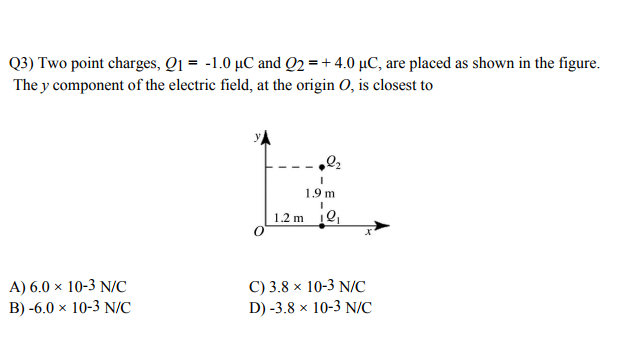 Solved Q3) Two point charges, Q1 =-10 pC and Q2 = + 4.0 μC, | Chegg.com