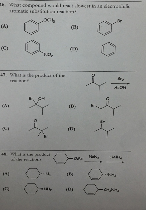 Solved What compound would react slowest in an electroscopic | Chegg.com