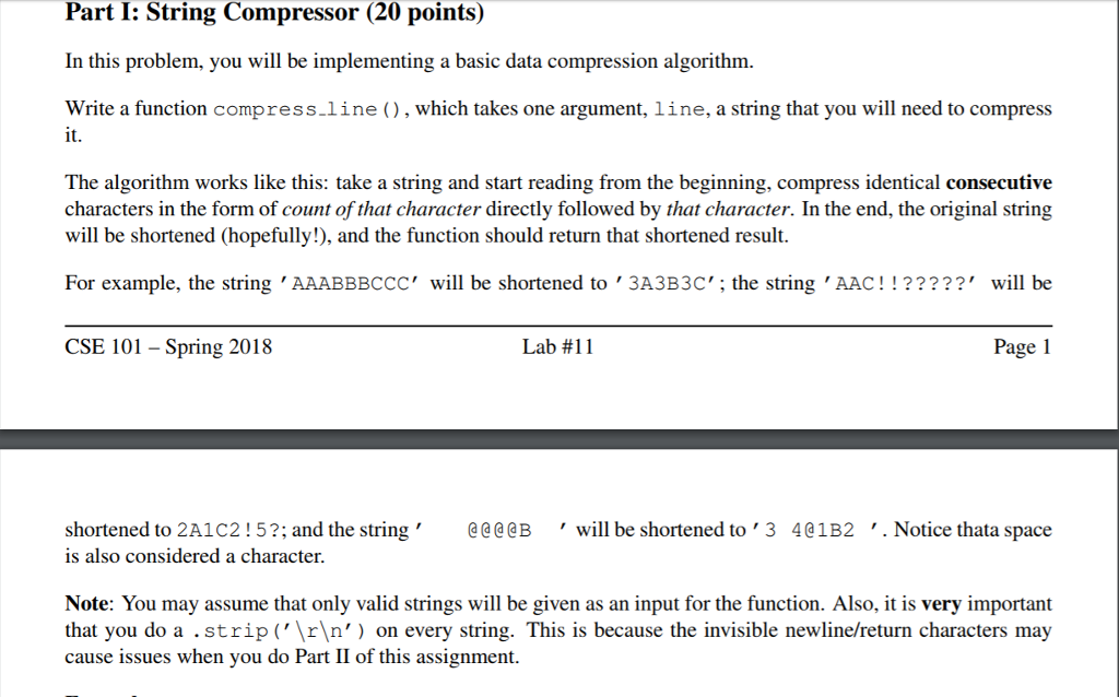 (Solved) - Part II: File Compressor (20 points) PLS DO IT IN PYTHON AND ...