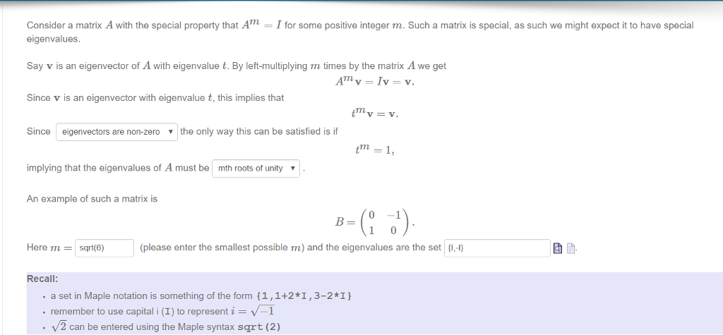 Solved Consider A Matrix A With The Special Property That Am