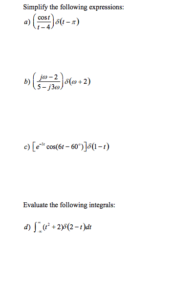 Solved Simplify the following expressions: | Chegg.com