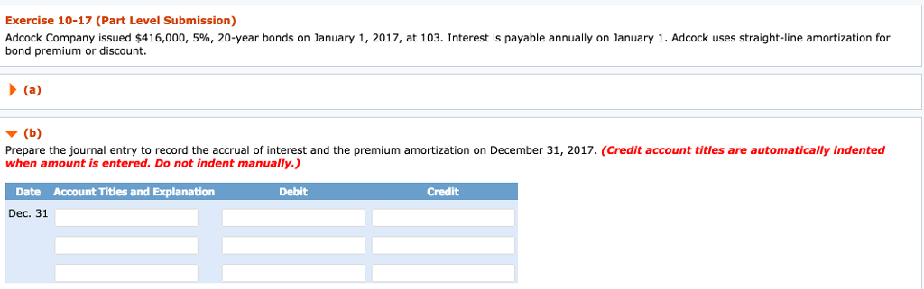Solved Exercise 10-17 (Part Level Submission Adcock Company | Chegg.com