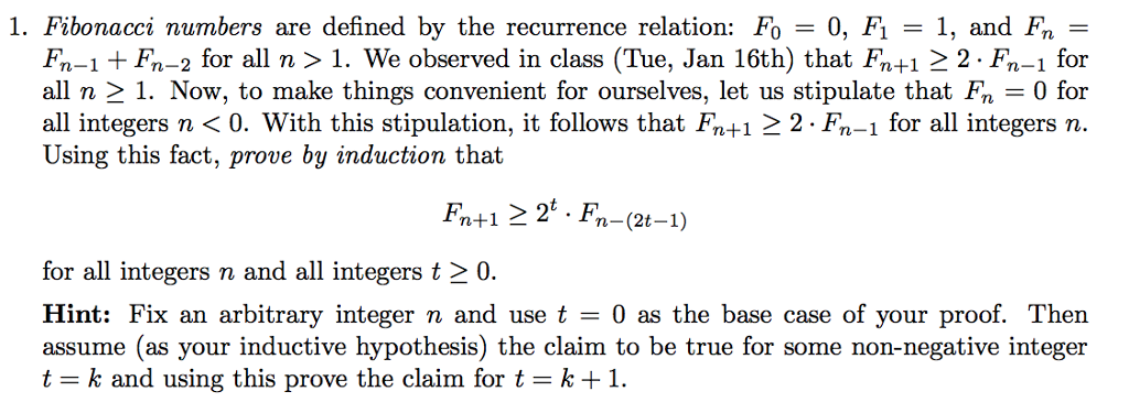 Solved 1. Fibonacci numbers are defined by the recurrence | Chegg.com