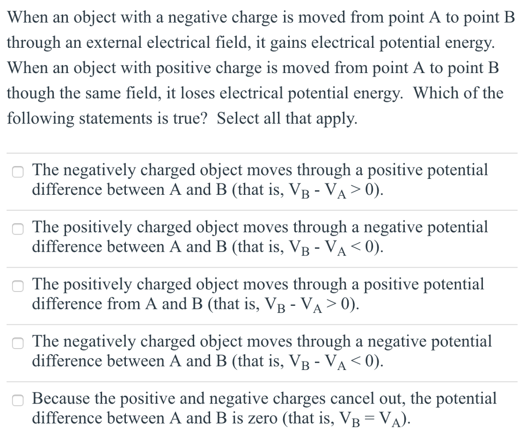 Solved When an object with a negative charge is moved from | Chegg.com