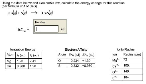 Solved Using the data below and Coulomb's law, calculate the | Chegg.com