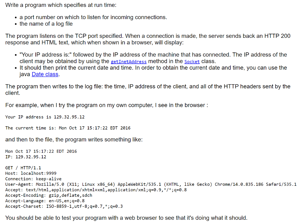Solved Write a program which specifies at run time . a port | Chegg.com