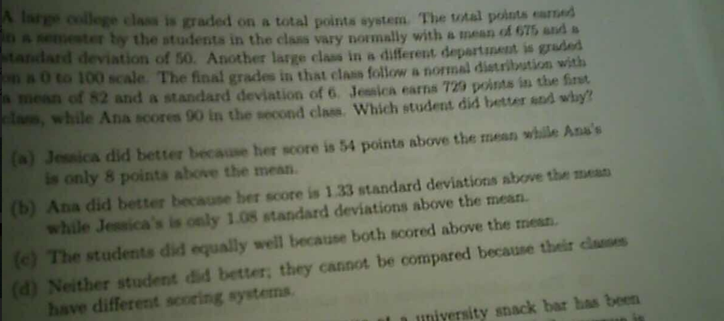 Solved 11 A large college class is graded on a total points | Chegg.com