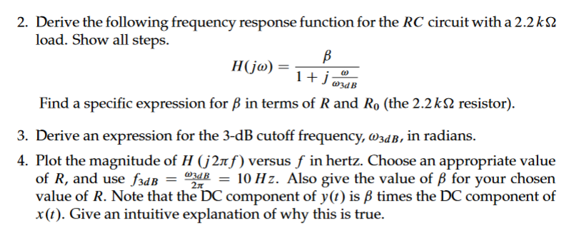 Solved 2. Derive the following frequency response function | Chegg.com