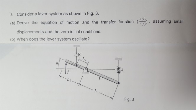 Solved 3. Consider a lever system as shown in Fig. 3. (a) | Chegg.com