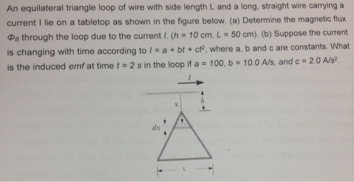 Solved An Equilateral Triangle Loop Of Wire With Side Length