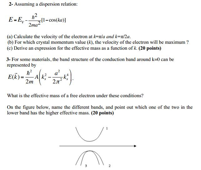 Solved 2- Assuming a dispersion relation: (a) Calculate the | Chegg.com