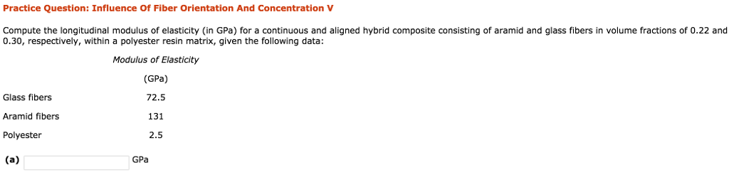 Solved Compute the longitudinal modulus of elasticity (in | Chegg.com