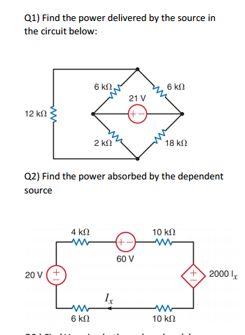 Solved Find the power delivered by the source in the circuit | Chegg.com
