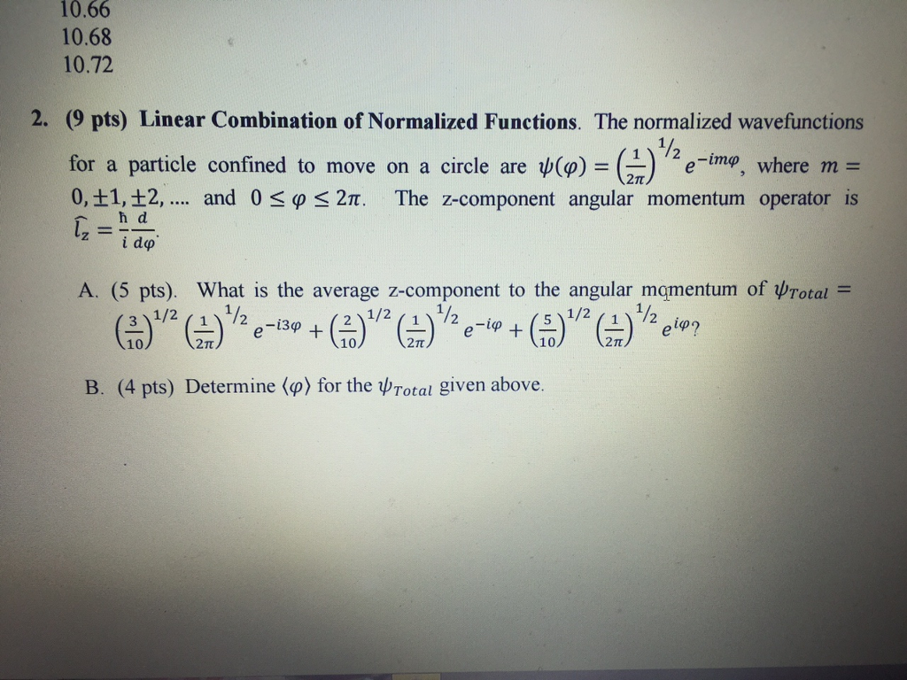 Solved Linear Combination of Normalized Functions. The | Chegg.com