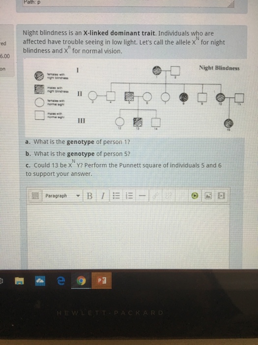 Solved Night blindness is an X-linked dominant trait. | Chegg.com