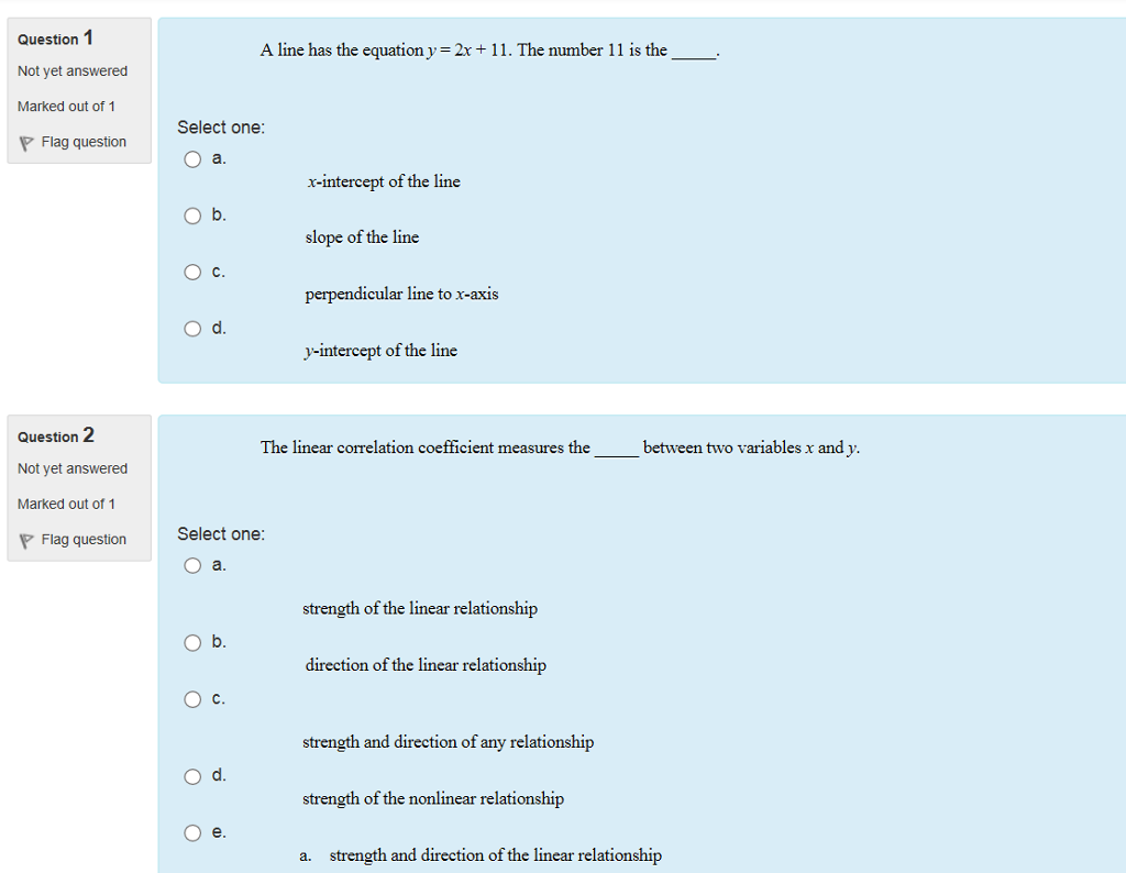 Solved A line has the equation y = 2x+ 11. The number 11 is | Chegg.com