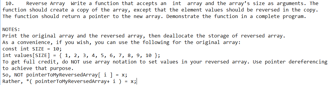 Solved 10 Reverse Array Write A Function That Accepts An Mt 9499