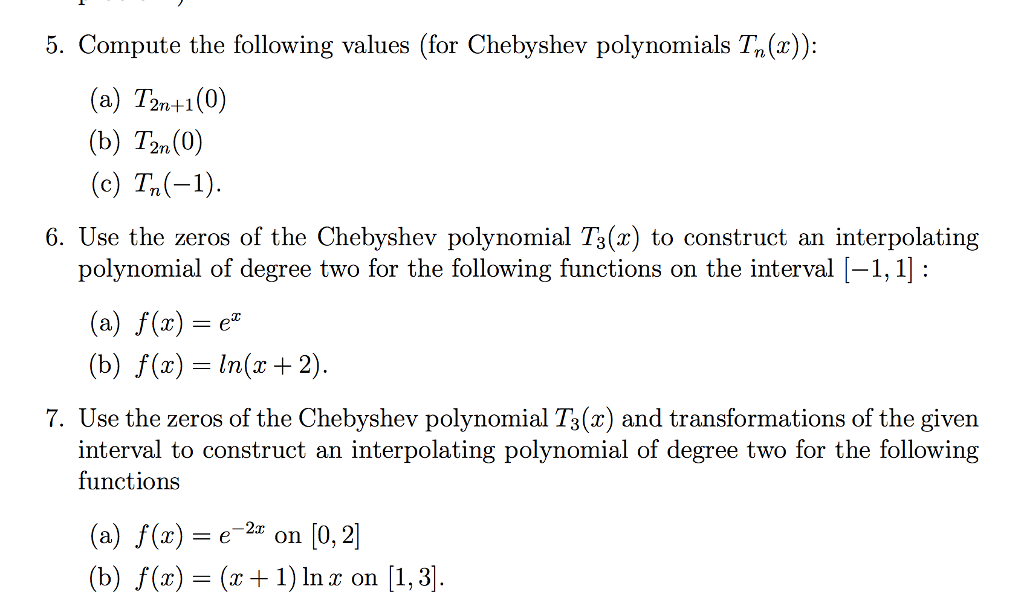 Solved 5. Compute the following values (for Chebyshev | Chegg.com