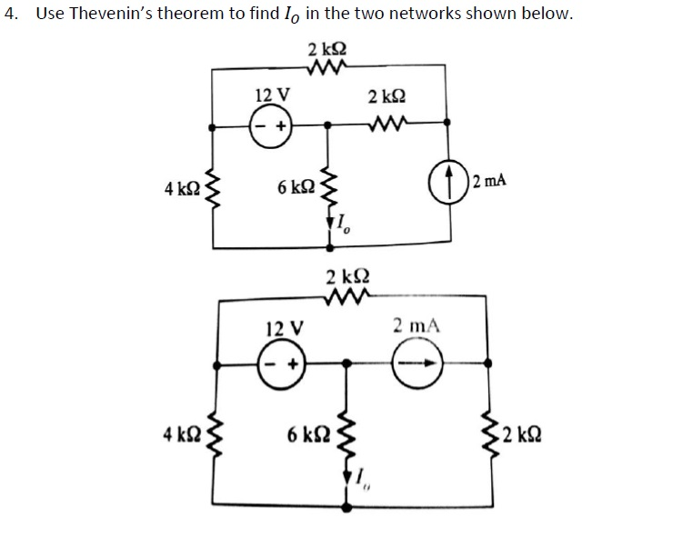 Solved 4. Use Thevenin's theorem to find I0 in the networks | Chegg.com