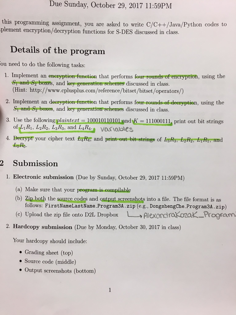 I need an implementation of an S-DES | Chegg.com