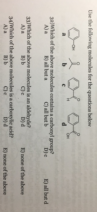 Solved Use the following molecules for the questions below | Chegg.com