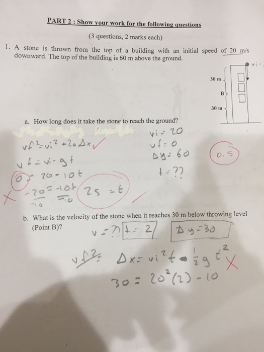 Solved A stone is thrown from the top of a building with an | Chegg.com