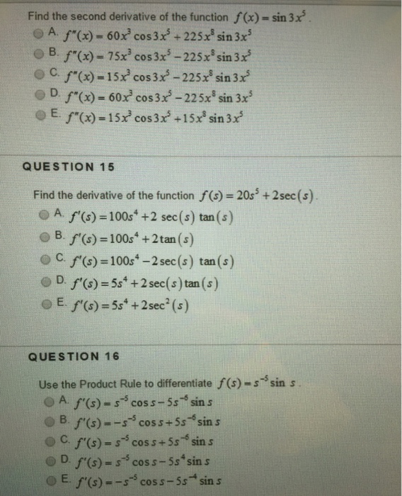Solved Find the second derivatives of the function | Chegg.com