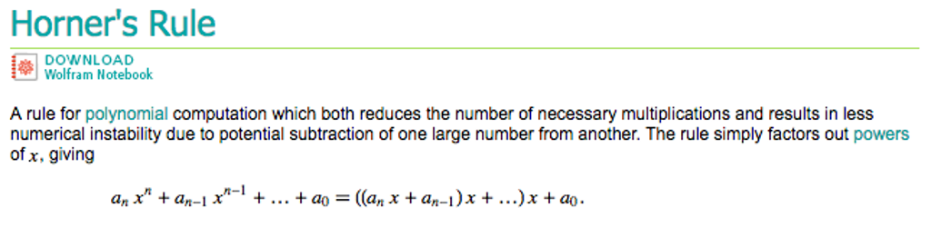 Solved Horner's Rule DOWNLOAD Wolfram Notebook A rule for | Chegg.com