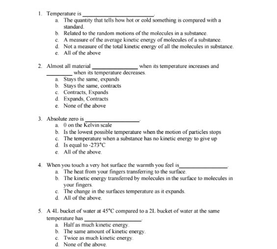 Solved Temperature is The quantity that tells how hot or | Chegg.com