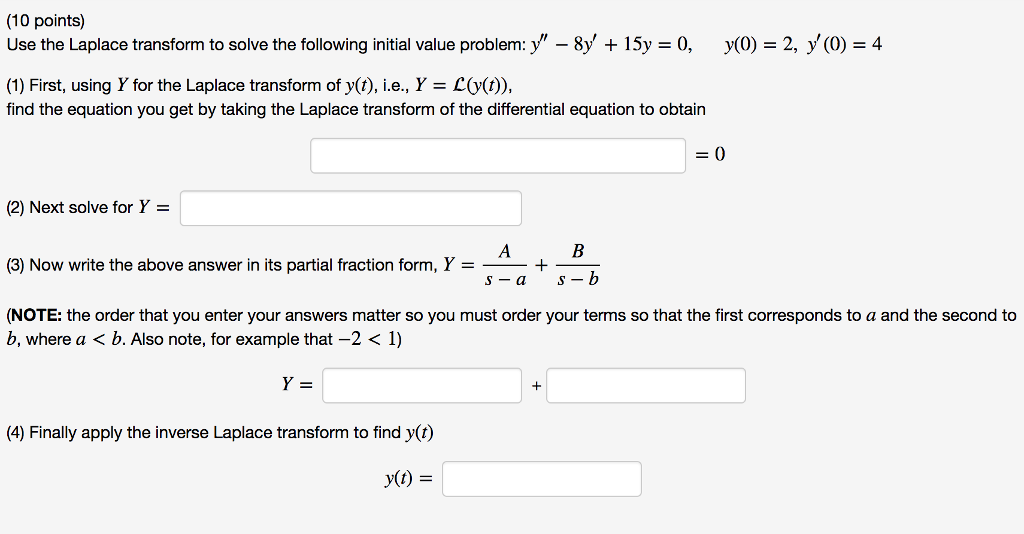 Solved (10 points) Use the Laplace transform to solve the | Chegg.com