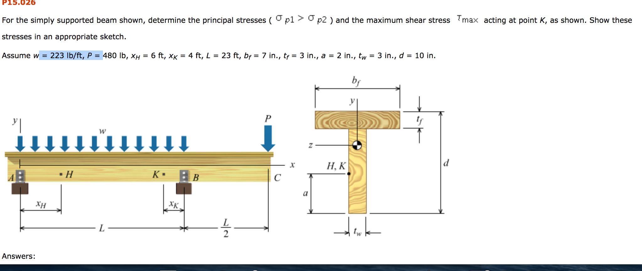Solved For the simply supported beam shown, determine the | Chegg.com