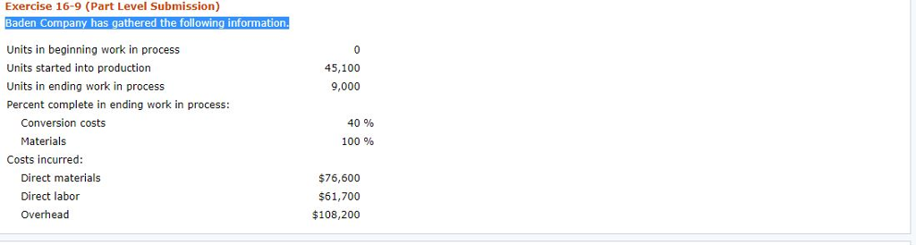 Solved Exercise 16-9 (Part Level Submission) Baden Company | Chegg.com