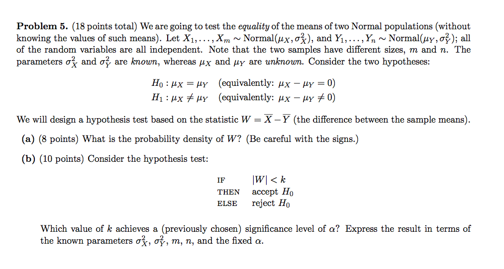 Solved We are going to test the equality of the means of two | Chegg.com