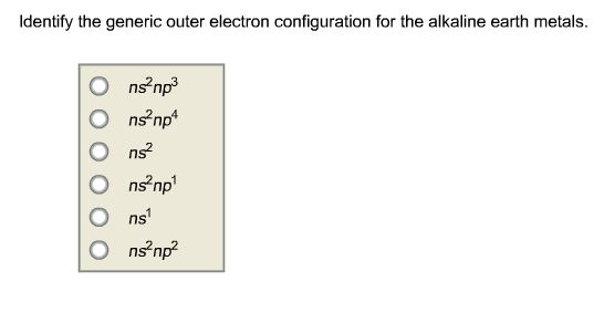 Solved Identify the generic outer electron configuration for | Chegg.com