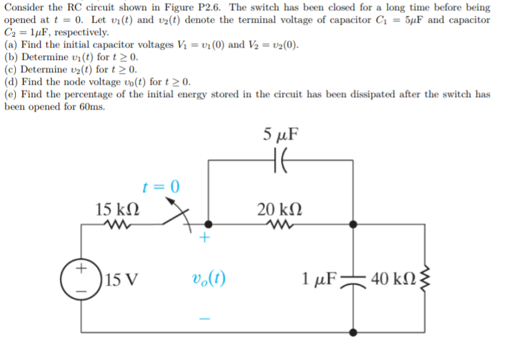 Solved Consider the RC circuit shown in Figure P2.6. The | Chegg.com