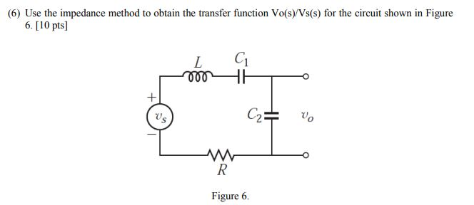 Solved (6) Use the impedance method to obtain the transfer | Chegg.com