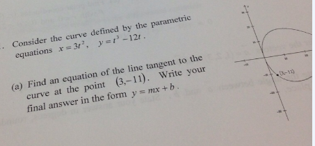 Solved Consider the curve defined by the parametric x 3t y | Chegg.com