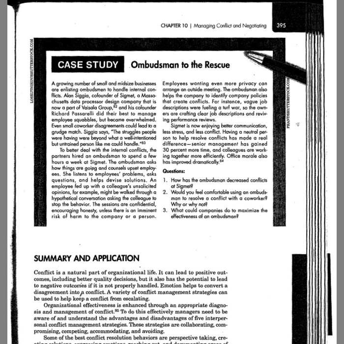 Solved CHAPTER 10 Managing Conflict and Negotiating 395 CASE | Chegg.com