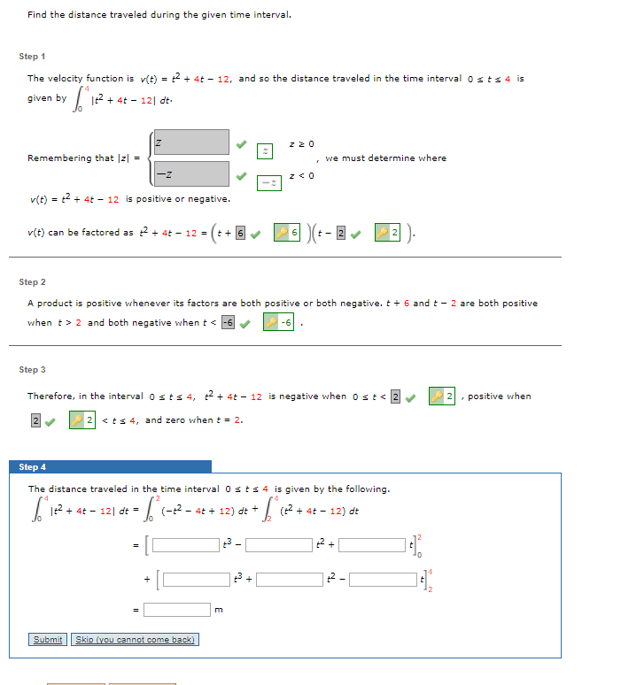 Solved Find the distance traveled during the given time | Chegg.com