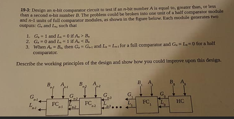 Design An N Bit Comparator Circuit To Test If An