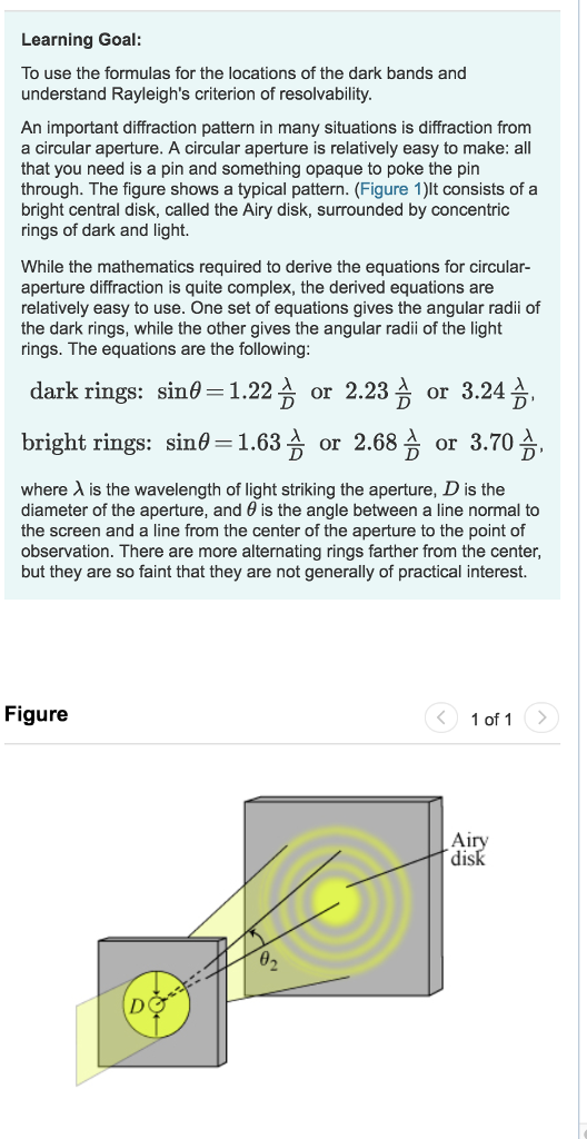 Solved Part D What is the angular radius ?| of the first | Chegg.com