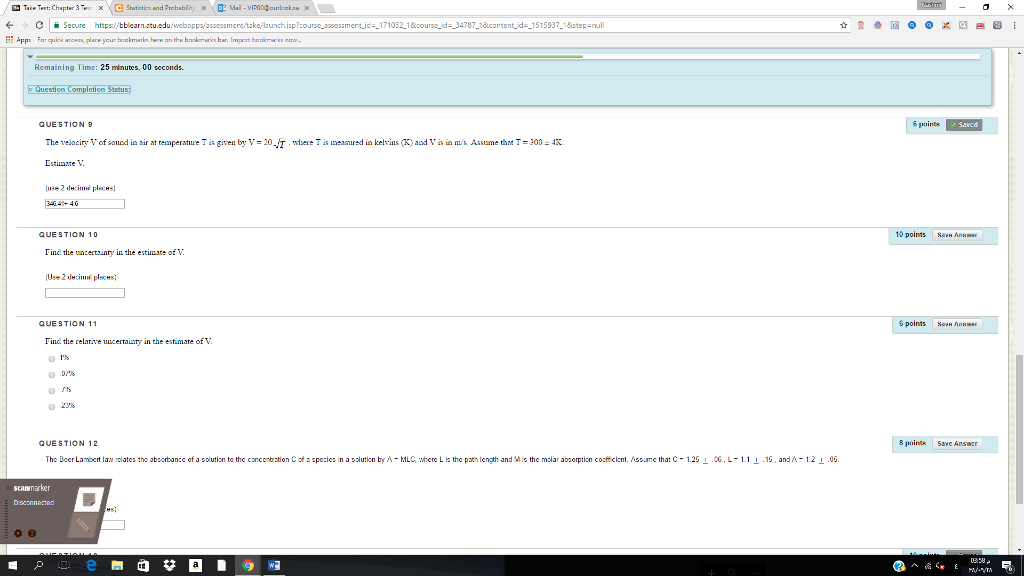 C Secure https//bblearn atu eduiwebappsiassessment | Chegg.com