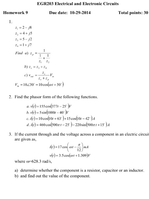 Solved Find the phasor form of the following functions. If | Chegg.com