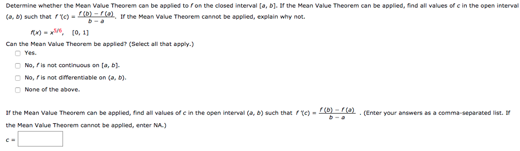 Solved Determine whether the Mean Value Theorem can be | Chegg.com