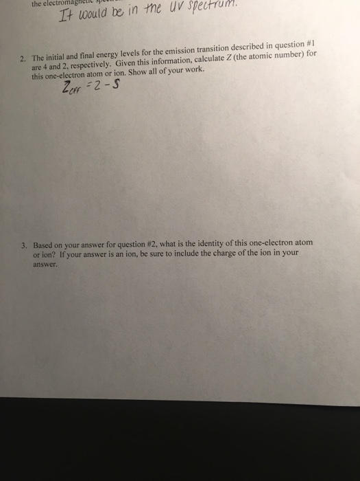 Solved The initial and final energy levels for the emission | Chegg.com
