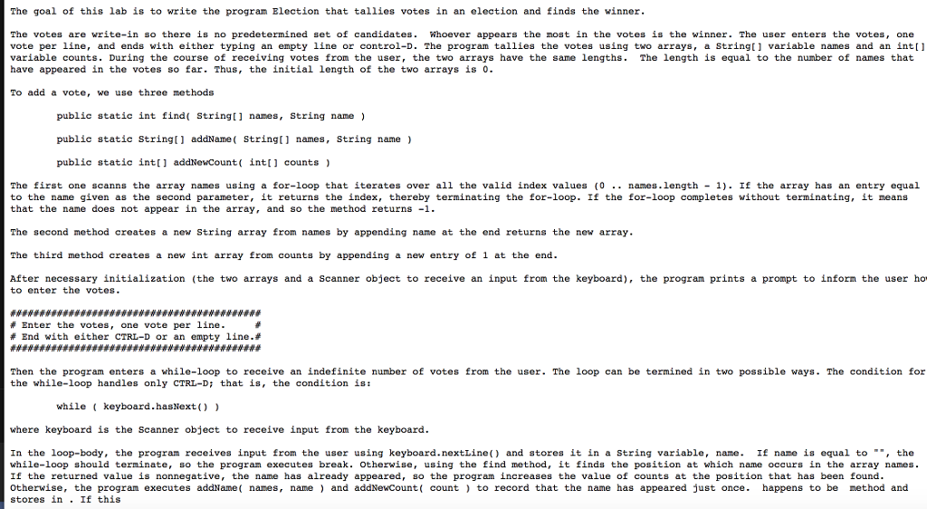 Solved The goal of this lab is to write the program Election | Chegg.com