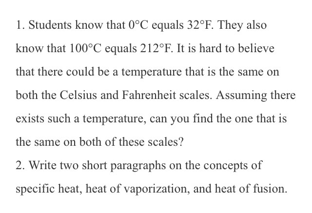 Solved Students know that 0 degree C equals 32 degree F. | Chegg.com