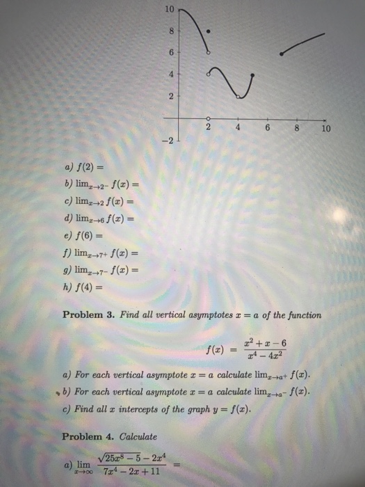 Solved 3. PRACTICE PROBLEMS Problem 1. Find the limit (if | Chegg.com